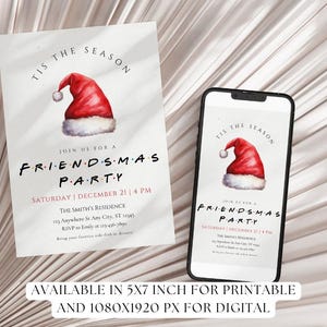 Minimalist Christmas Party Invitation Template, Friendsmas Party Invite ...
