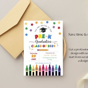 Editable Prek Graduation Invitation, Preschool Announcement Party ...
