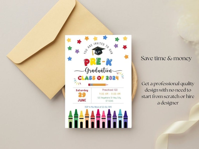 Editable Prek Graduation Invitation, Preschool Announcement Party ...