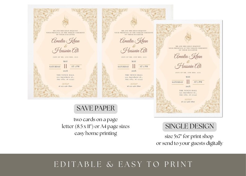 Editable Digital Muslim Wedding Invitation Template Nikkah Shaadi ...