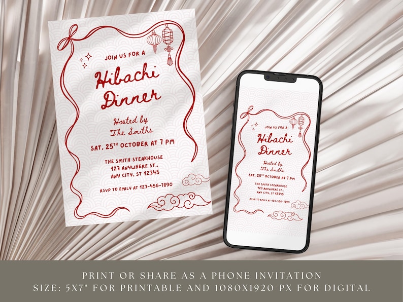 Hibachi Dinner Invitation, Hibachi Birthday Lunch Party Invite ...