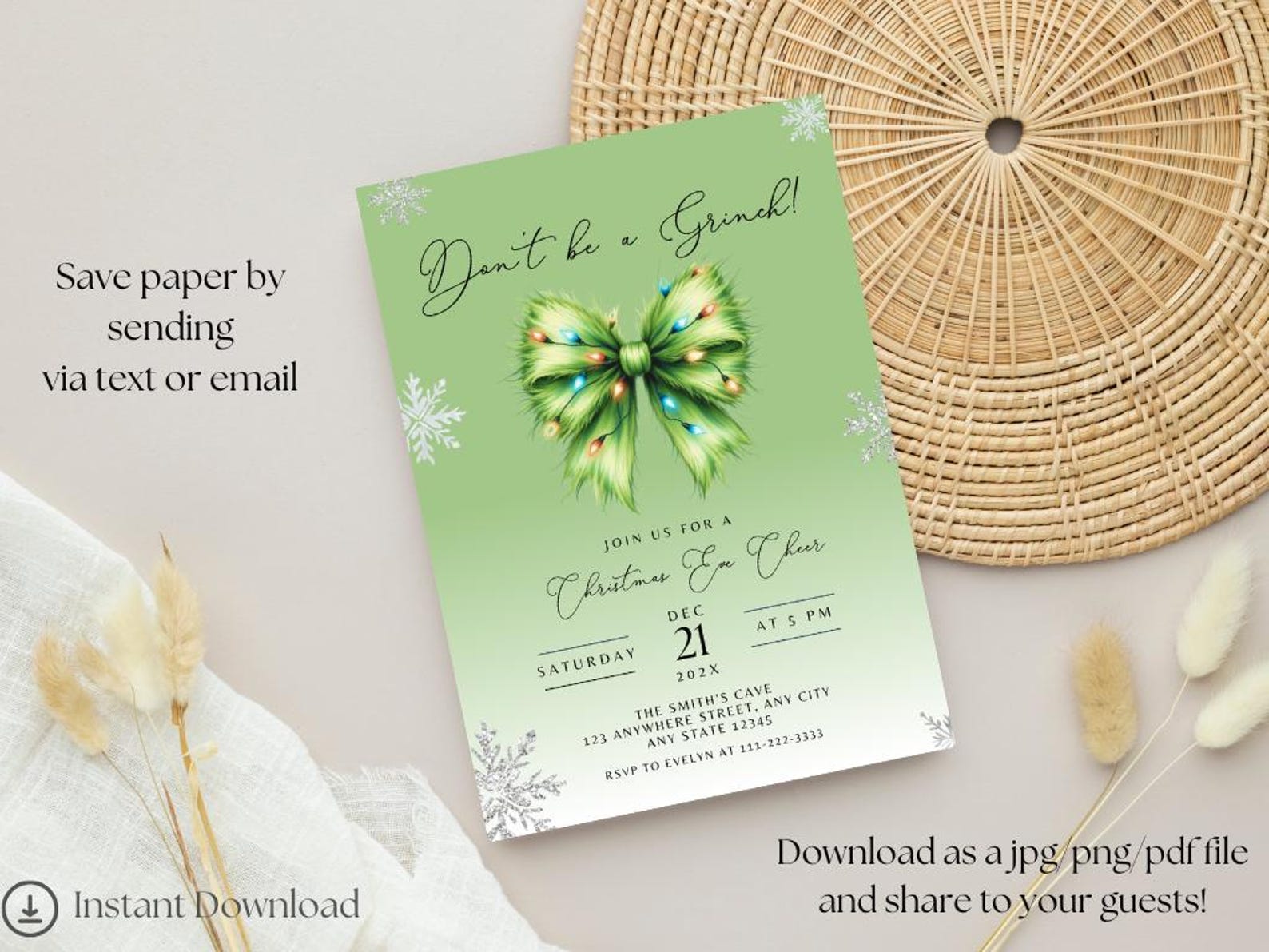 Editable Whobilation Invitation, Grinch Inspired Christmas Invitation ...