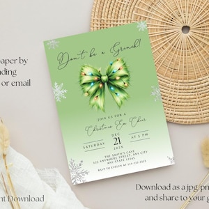 Editable Whobilation Invitation, Grinch Inspired Christmas Invitation ...