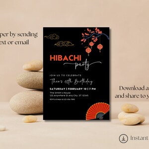 Hibachi Dinner Birthday Invitation, Hibachi Lunch Party Invite ...