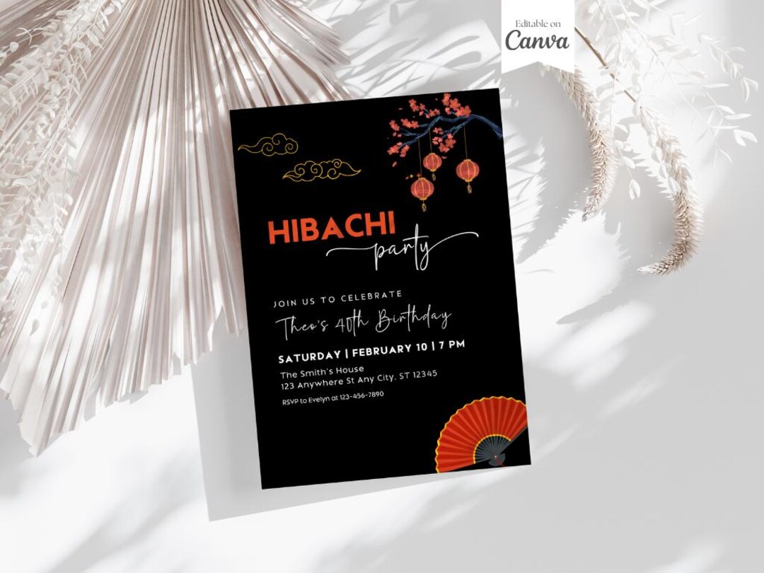 Hibachi Dinner Birthday Invitation, Hibachi Lunch Party Invite ...