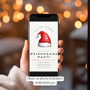 Minimalist Christmas Party Invitation Template, Friendsmas Party Invite ...