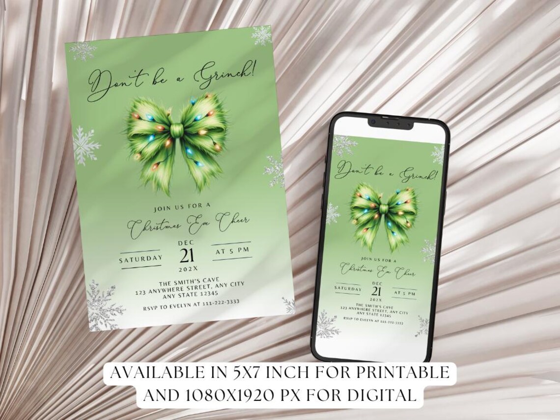 Editable Whobilation Invitation, Grinch Inspired Christmas Invitation ...