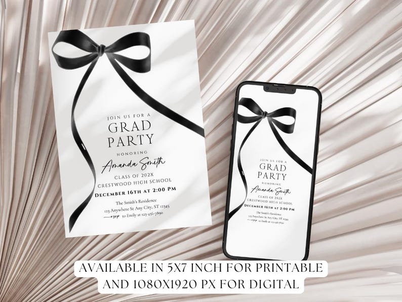 Graduation Invitation, Bow School Commencement Announcement, University ...