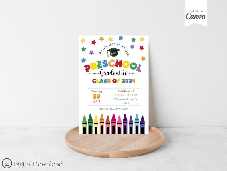 Editable Preschool Graduation Invitation, Prek Announcement Party ...