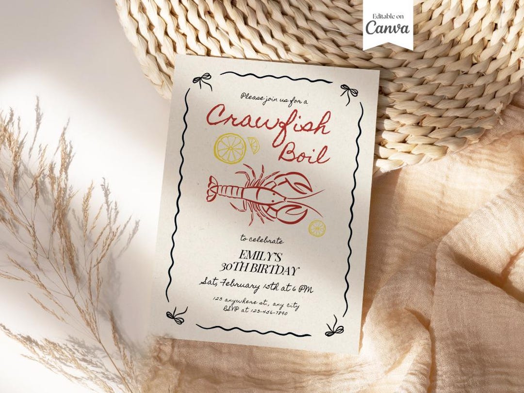 Editable Crawfish Boil Invitation, Crawfish Boil Birthday Invite ...
