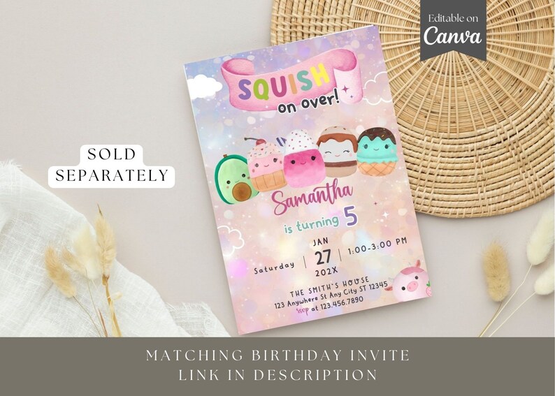 Squish Mallow Birthday Welcome Sign Printable, Girl Squishy Birthday ...