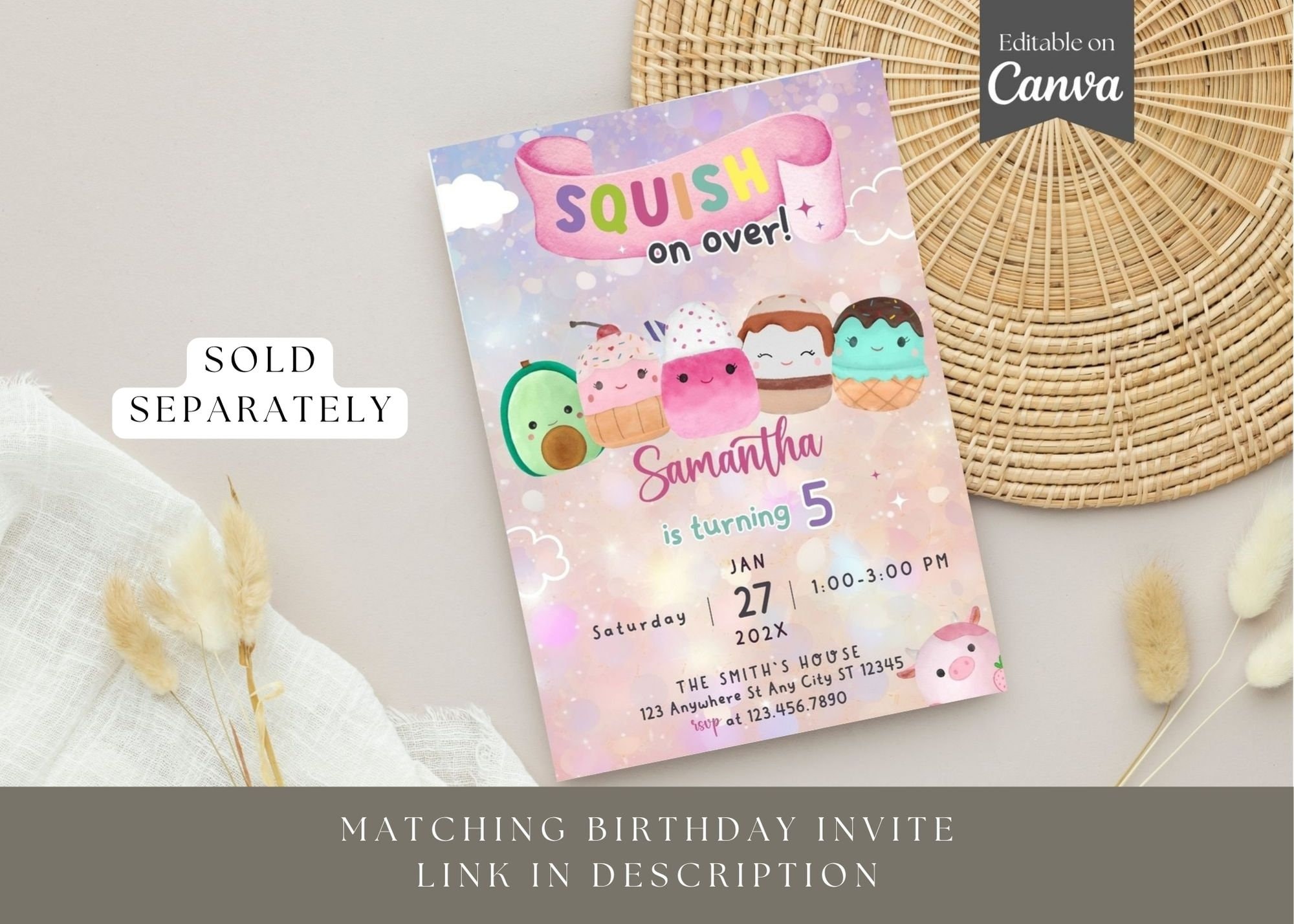 Squish Mallow Birthday Welcome Sign Printable, Girl Squishy Birthday ...