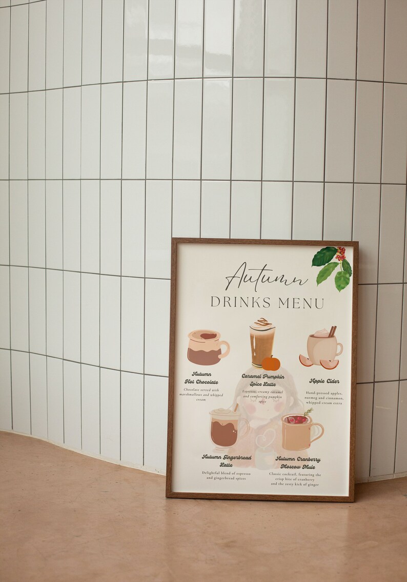 Editable Autumn Printable Halloween Coffee Bar Drinks Menu Sign Kitchen ...