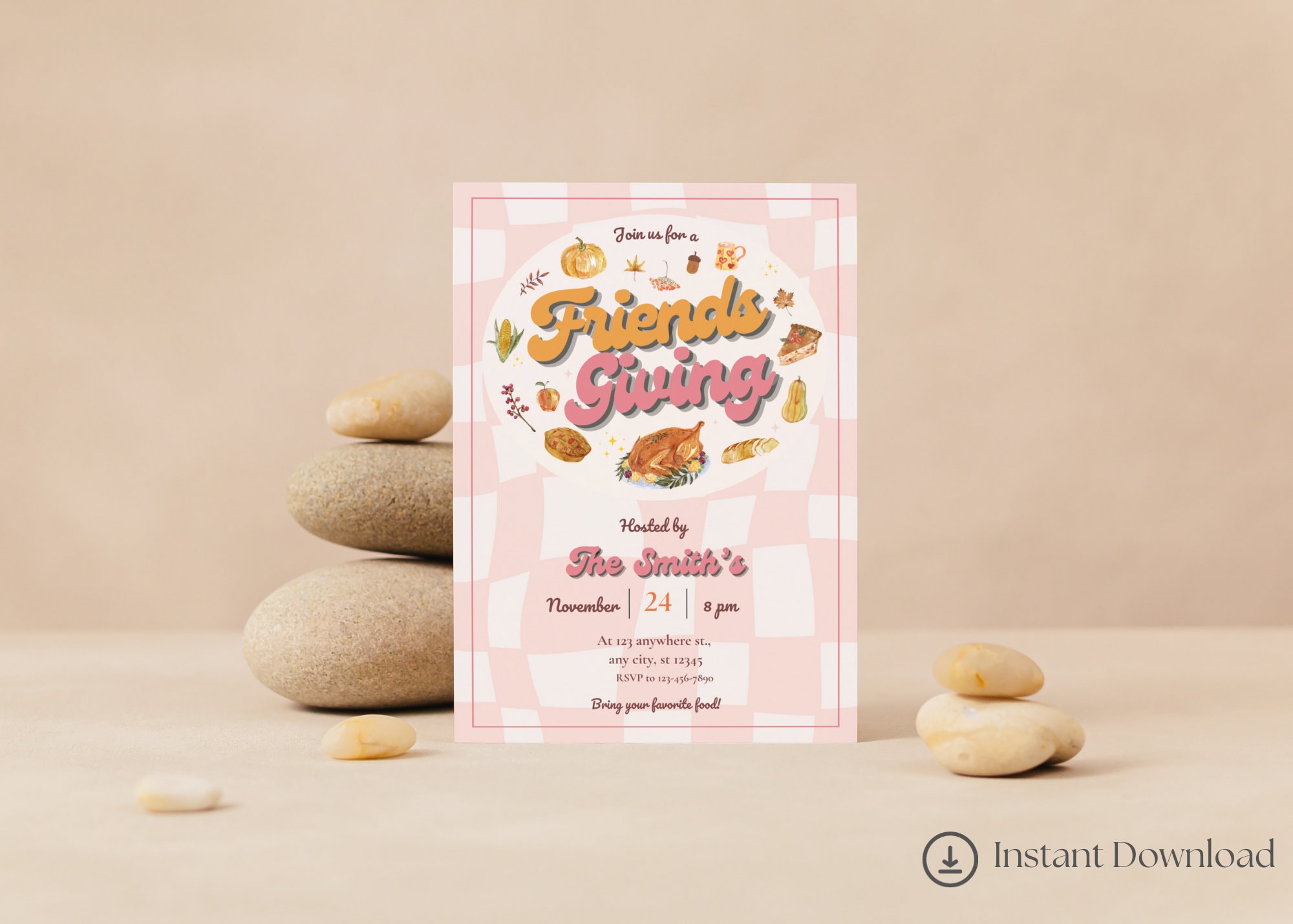 Editable Friendsgiving Invitation, Dinner Party Invite, Thanksgiving ...