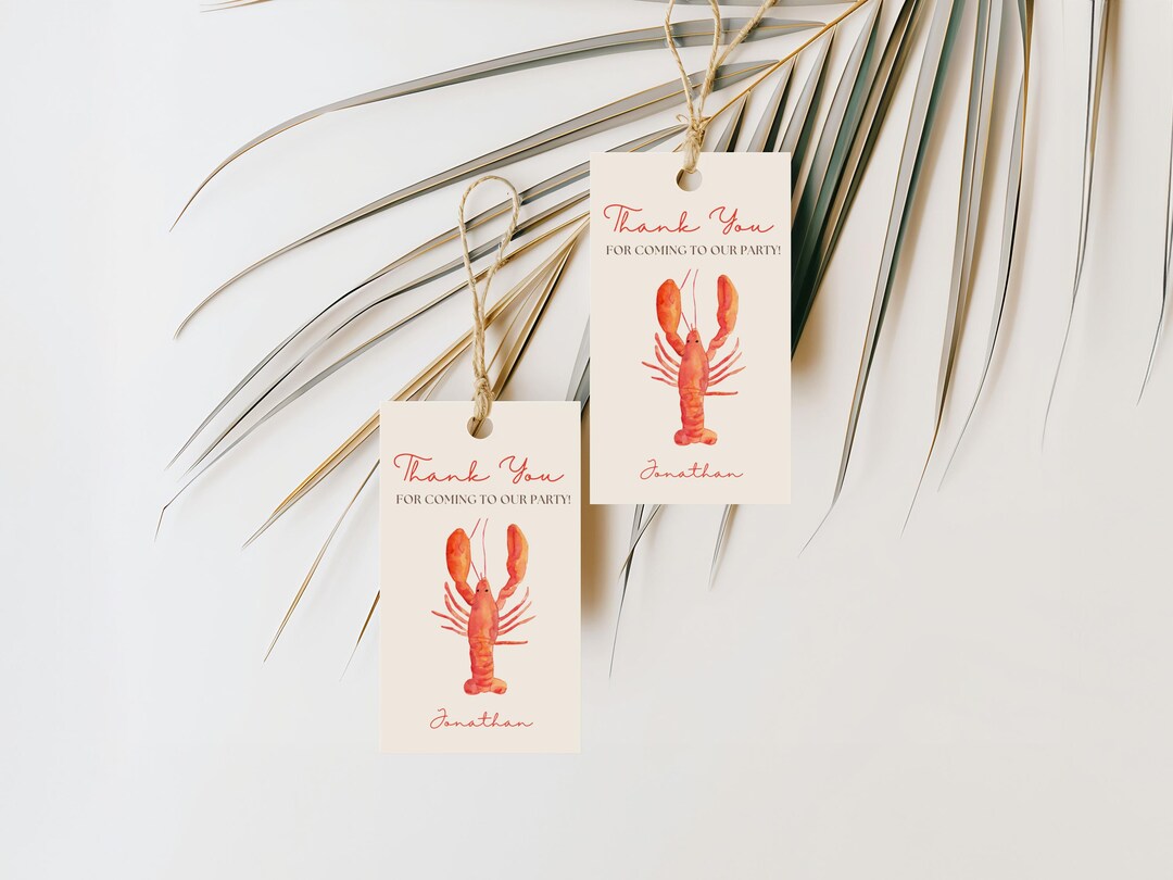 Crawfish Boil Thank You Tag, Crawfish Birthday Favor Tag, Birthday Boil ...