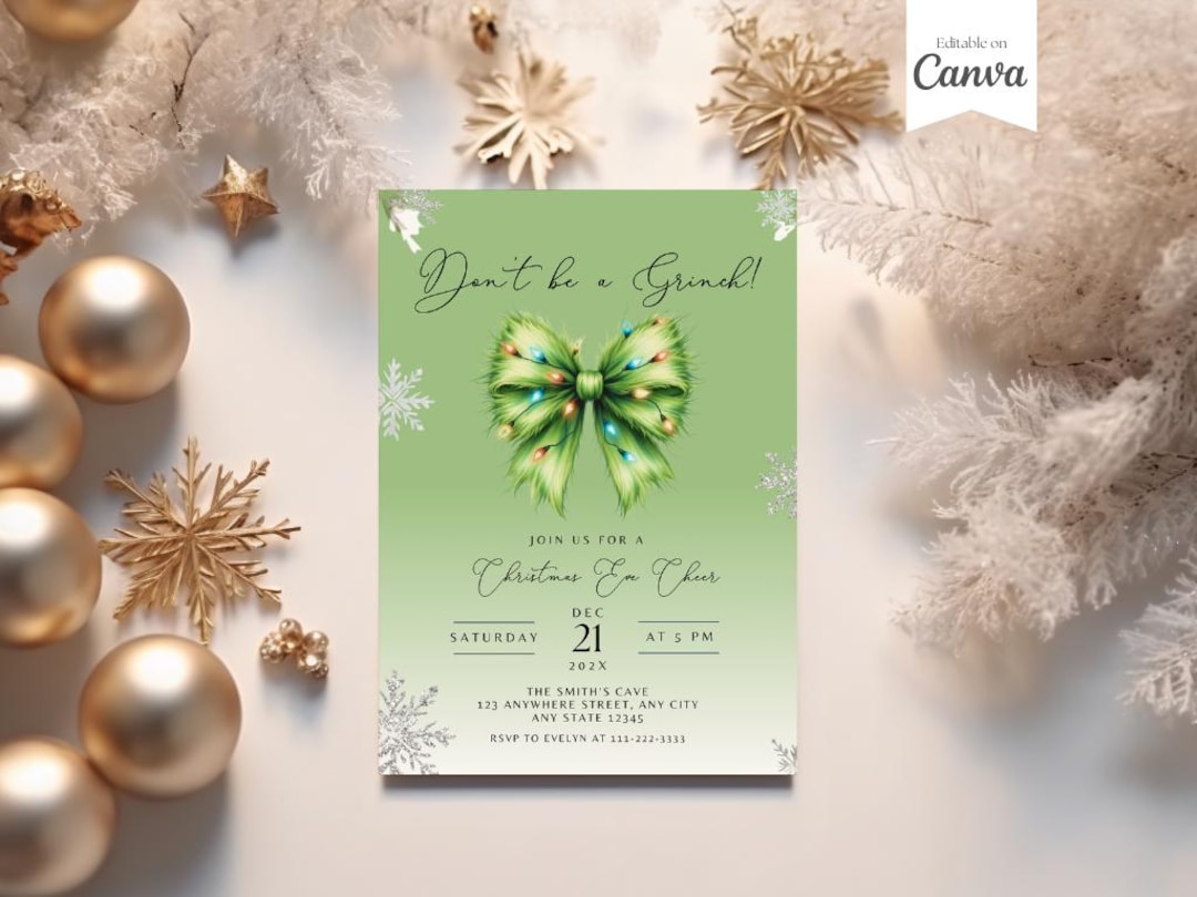 Editable Whobilation Invitation, Grinch Inspired Christmas Invitation ...
