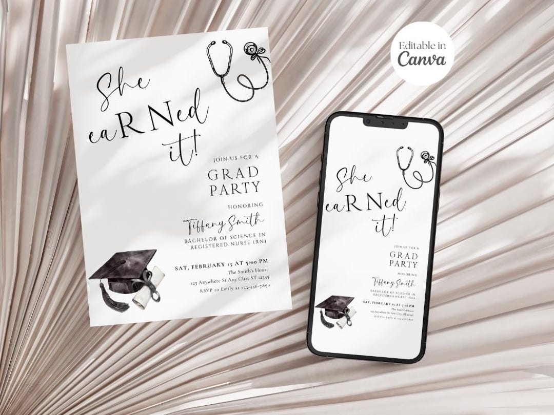 Nurse Graduation Invitation, Ribbon, Hospital RN Grad Party, Bow ...