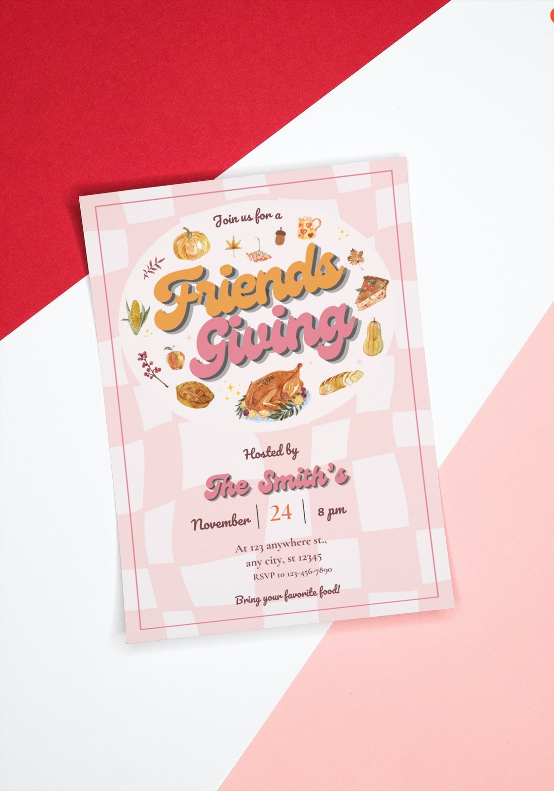 Editable Friendsgiving Invitation, Dinner Party Invite, Thanksgiving ...