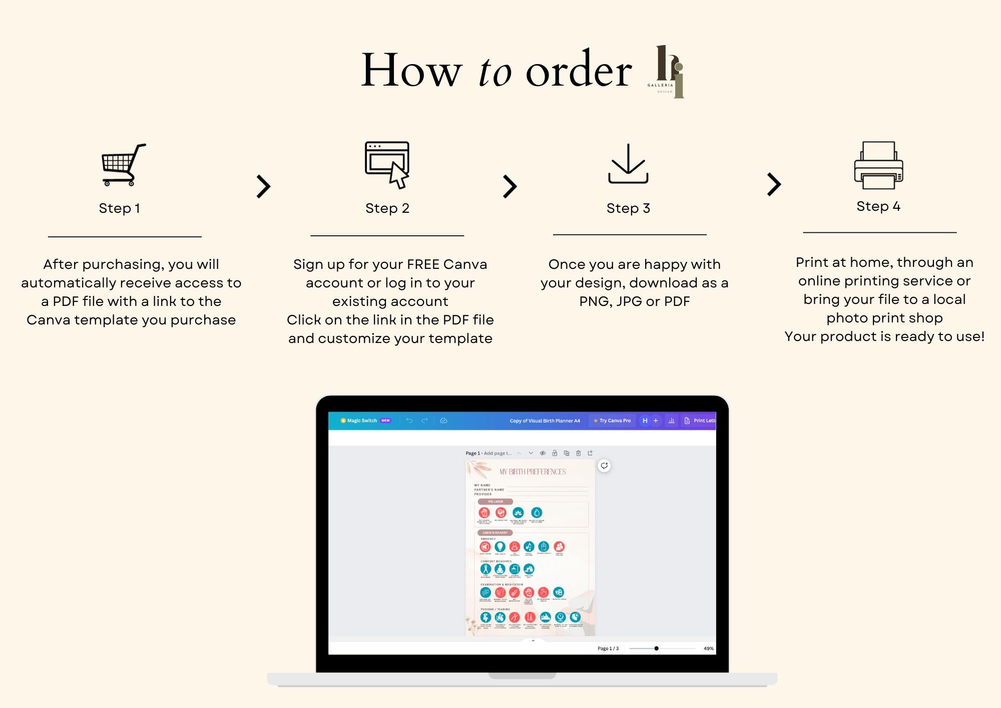 Visual Birth Plan Natural Birth Planner, Editable Birth Preferences ...