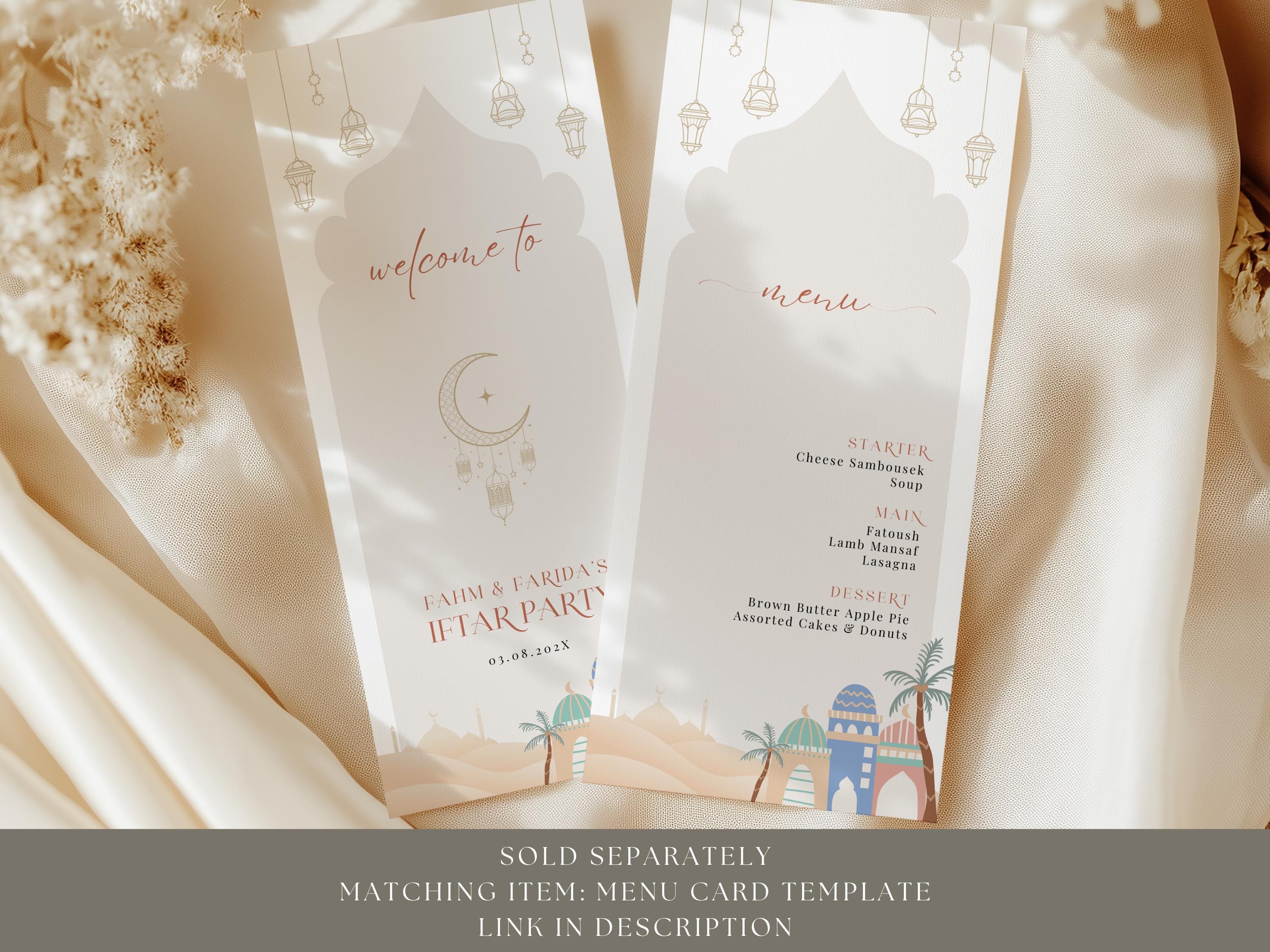 Editable Eid Food Label, Ramadan Place Cards, Eid Custom Sign, Ramadan ...