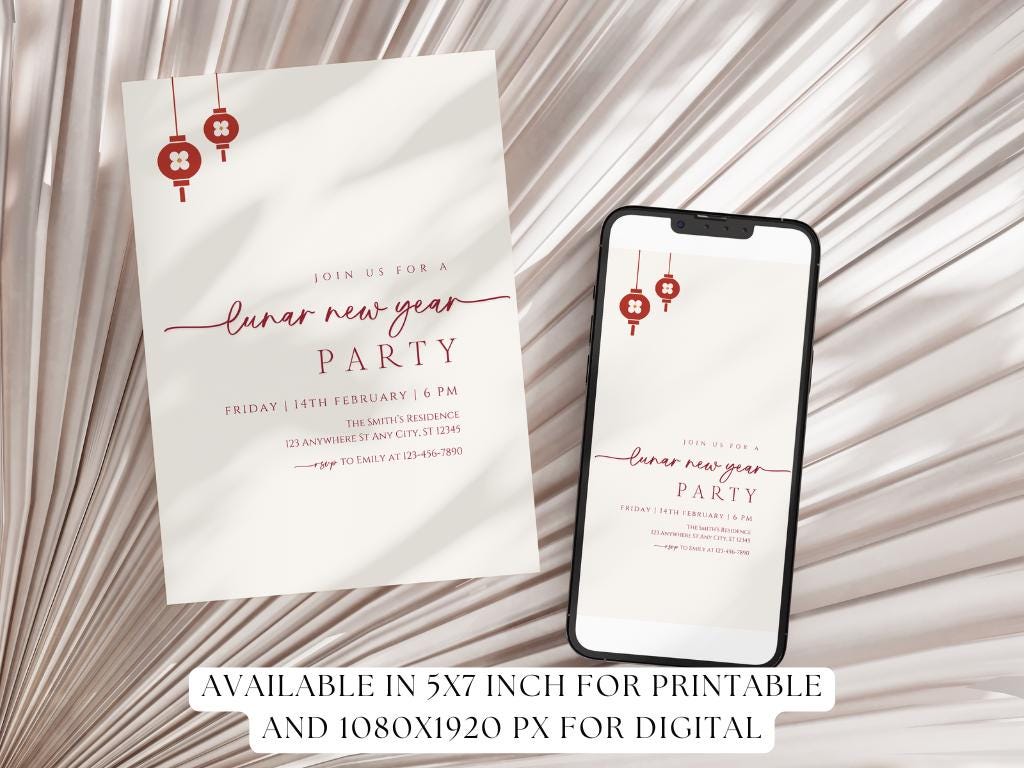 Editable Lunar New Year Invitation, Chinese Lunar Party Invite, Horse ...