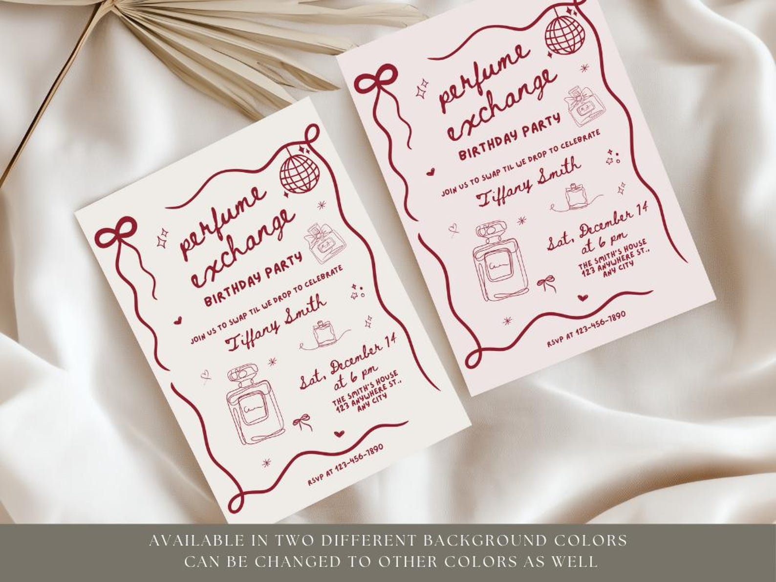 Perfume Exchange Invitation, Perfume Birthday Invite, Bow Perfume ...