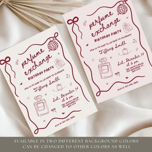 Perfume Exchange Invitation, Perfume Birthday Invite, Bow Perfume ...