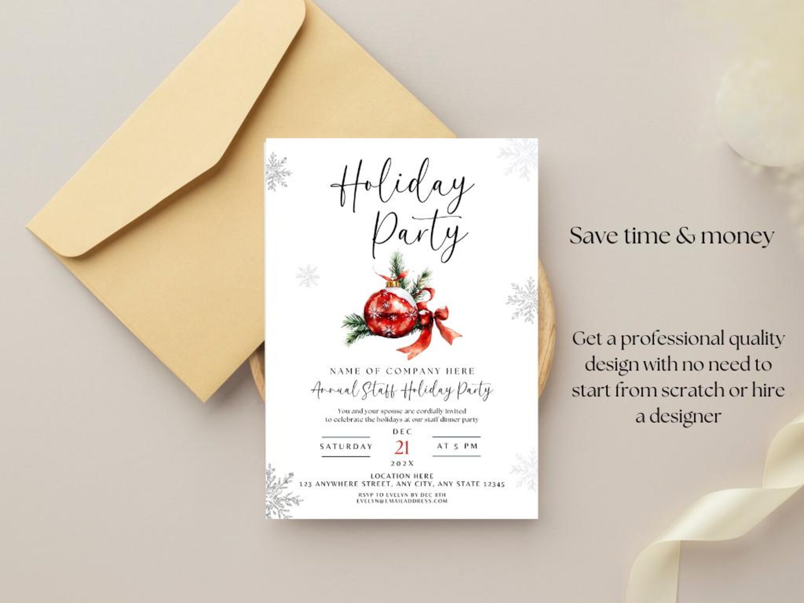 Editable Staff Holiday Party Invitation, Christmas Gathering Invite ...