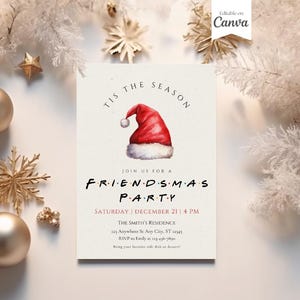 Minimalist Christmas Party Invitation Template, Friendsmas Party Invite ...
