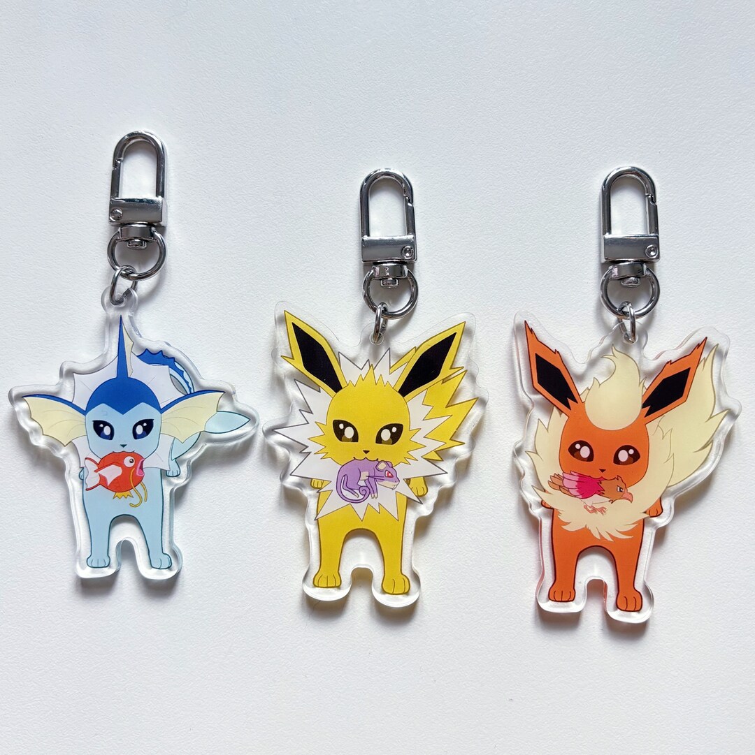 Eeveelution Vaporeon Jolteon Flareon Acryllic Charm Keychain - Etsy