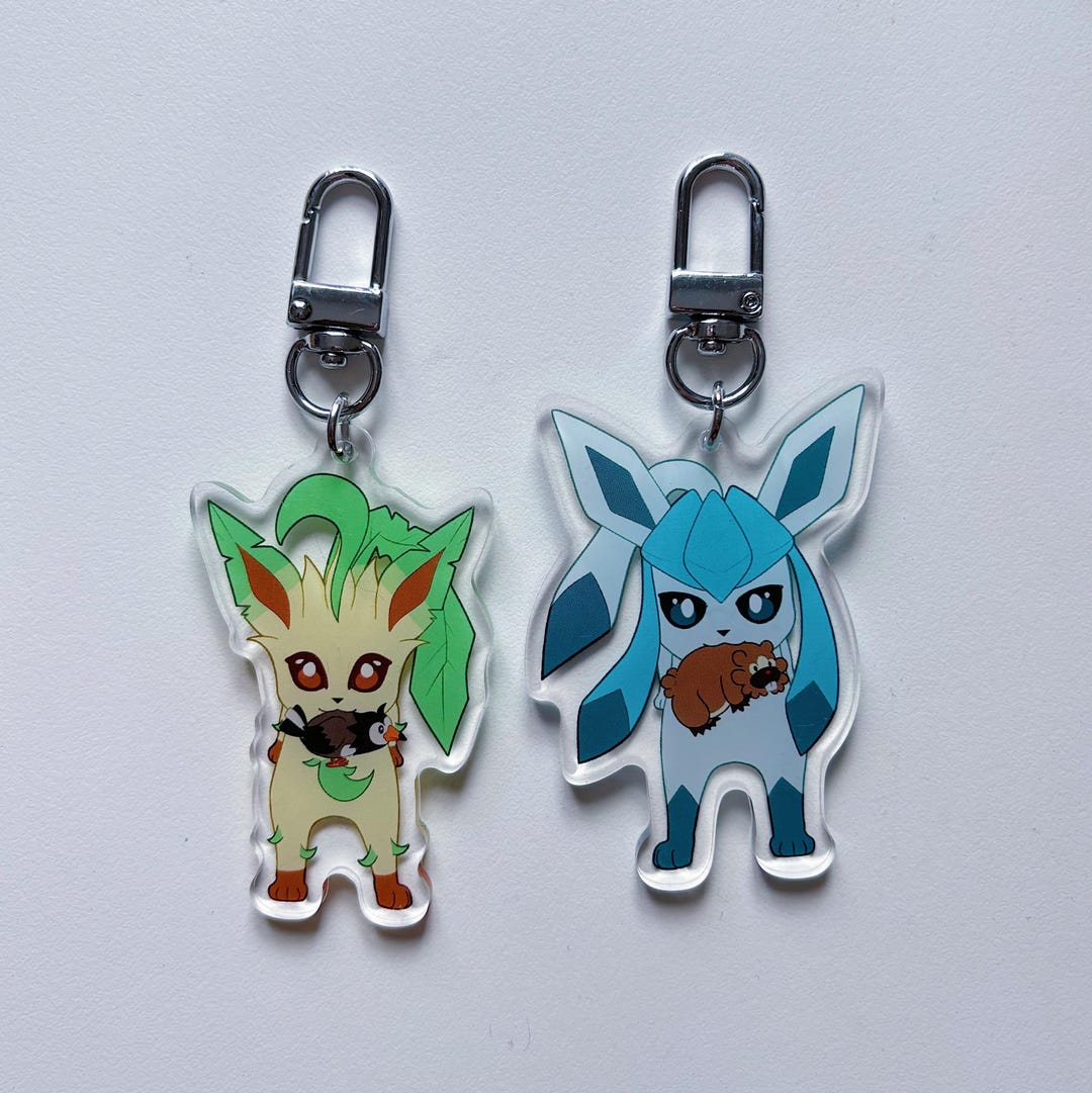 Eeveelution Leafeon Glaceon Acrylic Charm Keychain - Etsy