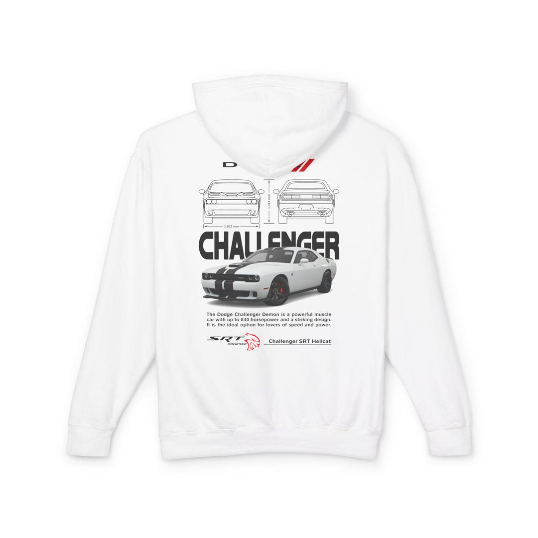 Dodge Challenger Custom Lightweight Hooded Sweatshirt, 100% US Cotton ...