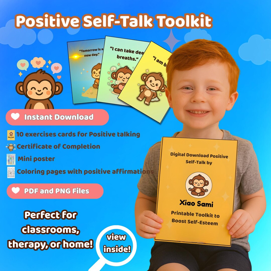 Positive Self-talk Flash Cards for Kids: Calm Down Toolkit (printable ...