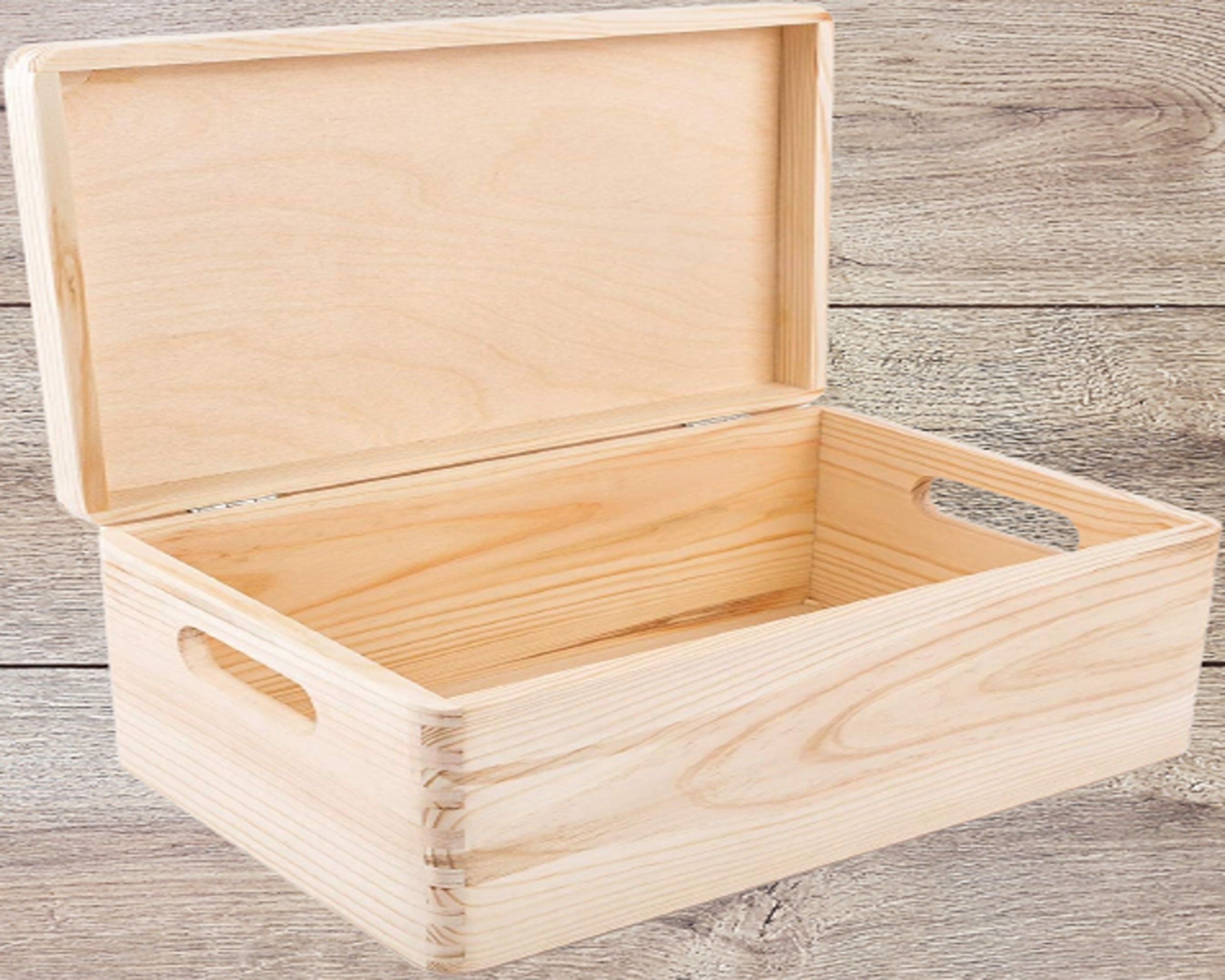 Large Wooden Storage Box W Hinged Lid 11.8 X 7.87 X 5.51inches - Etsy