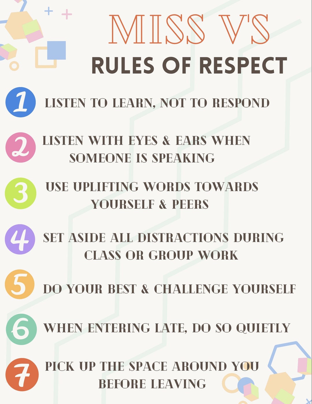 Personalized Teacher Rules Digital Poster - Etsy