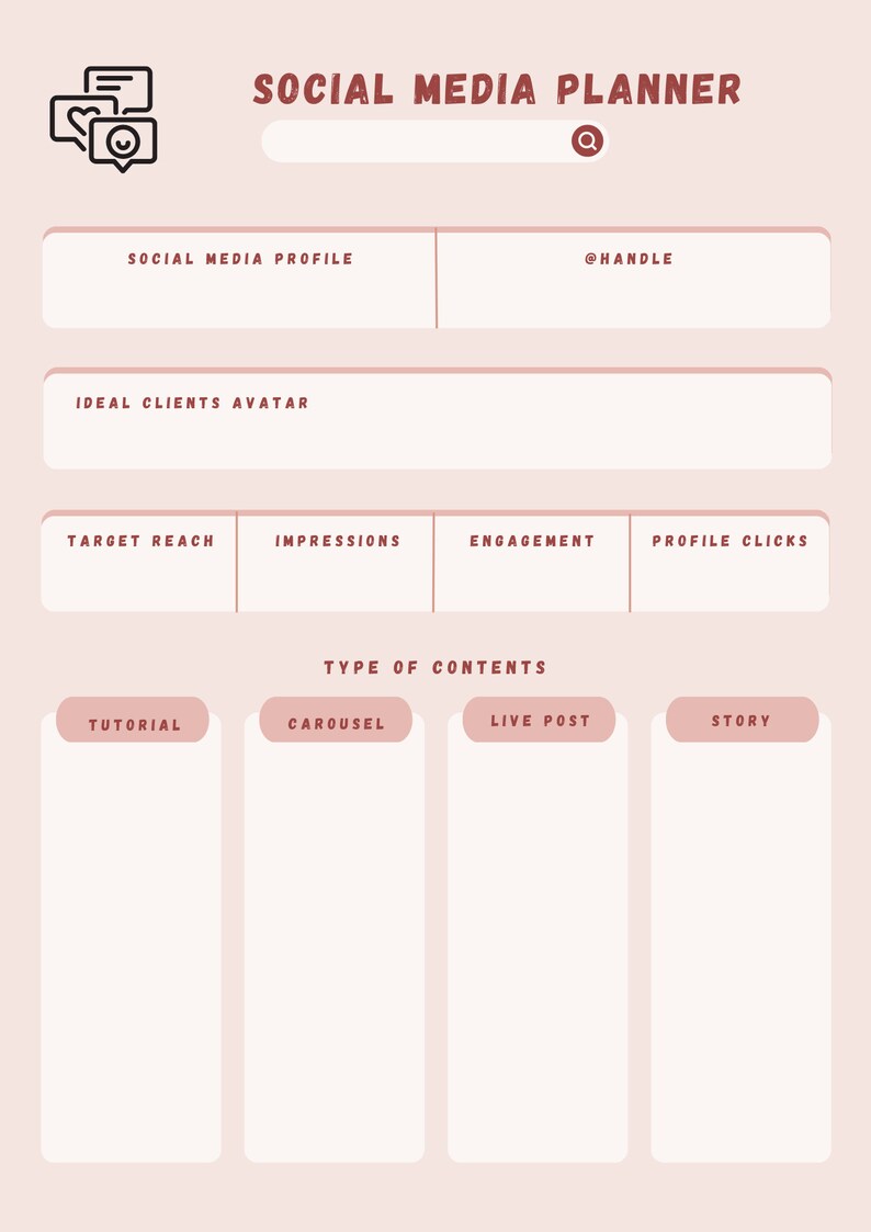 Social Media Planner Printable, Content Planner for Instagram, Youtube ...