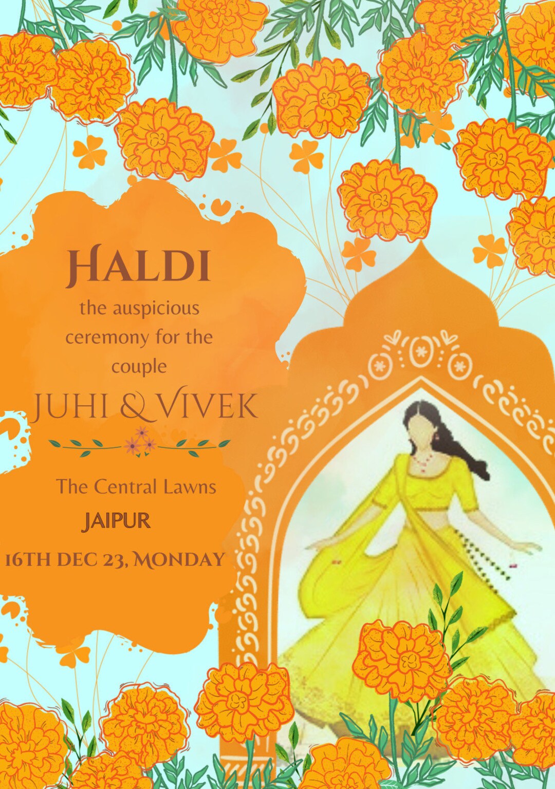 Indian Haldi Digital Invitation - Etsy