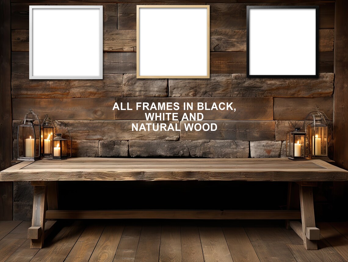 Rustic Log Cabin Mockup Bundle, Metal Print Mockup, Blank Wall Mockup ...