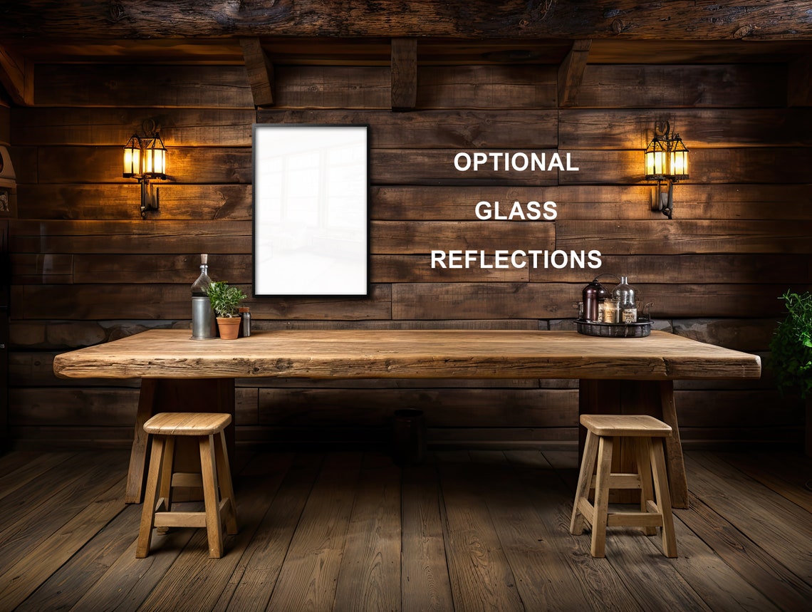 Rustic Log Cabin Mockup Bundle, Metal Print Mockup, Blank Wall Mockup ...