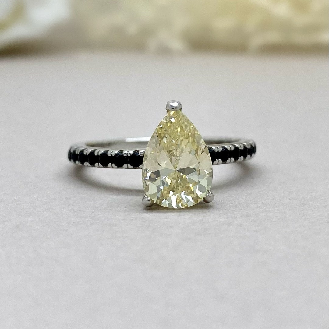 Sterling Silver Pear Shape 2ct Light Canary Yellow Simulated Diamond ...