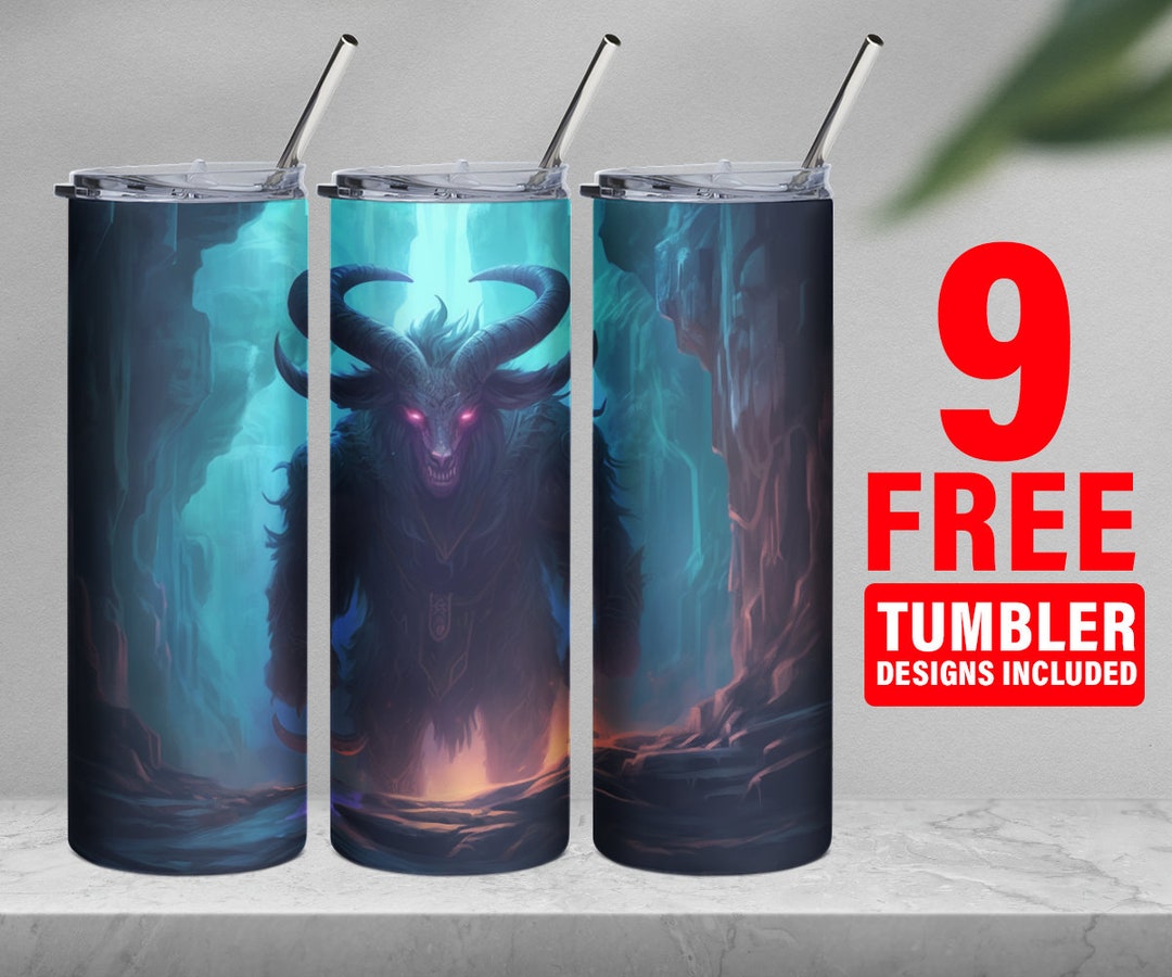 3D Calf, Demon, Cow in Cave Straight 20oz Skinny Tumbler Wrap,20 Oz ...
