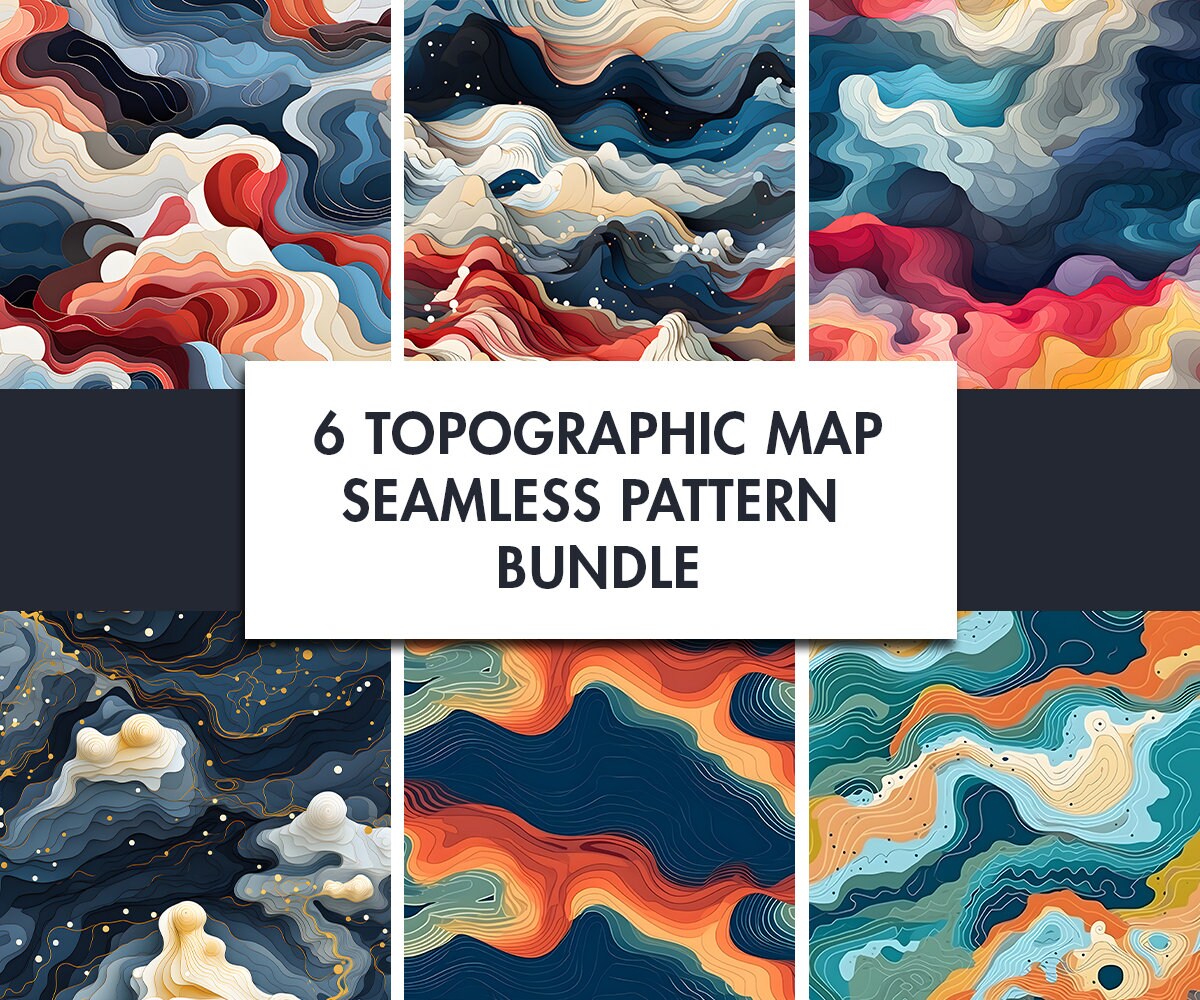 Artistic Topography Pattern | Seamless Topography Designs | Colorful ...