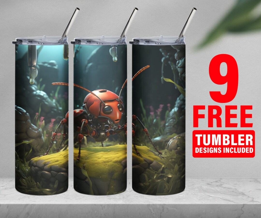 3D Cartoon Robot Ant Straight 20oz Skinny Tumbler Wrap,20 Oz Tumbler ...