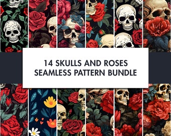 Skull Digital Paper Seamless Skull Designs Colorful Skull Patterns ...