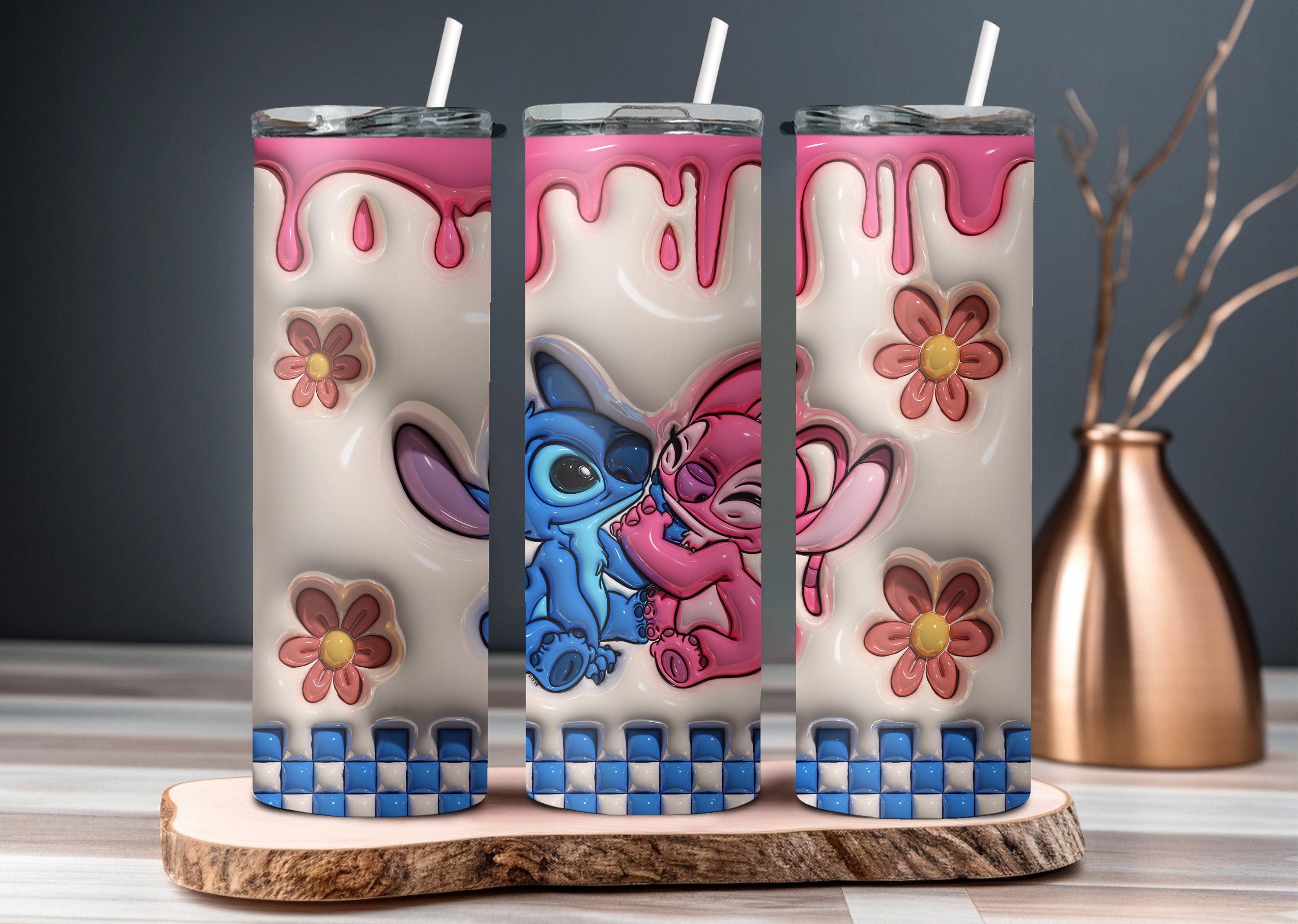 Inflated Stitch and Lily Tumbler PNG, 3D Stitch Tumbler, Touch Me and I ...
