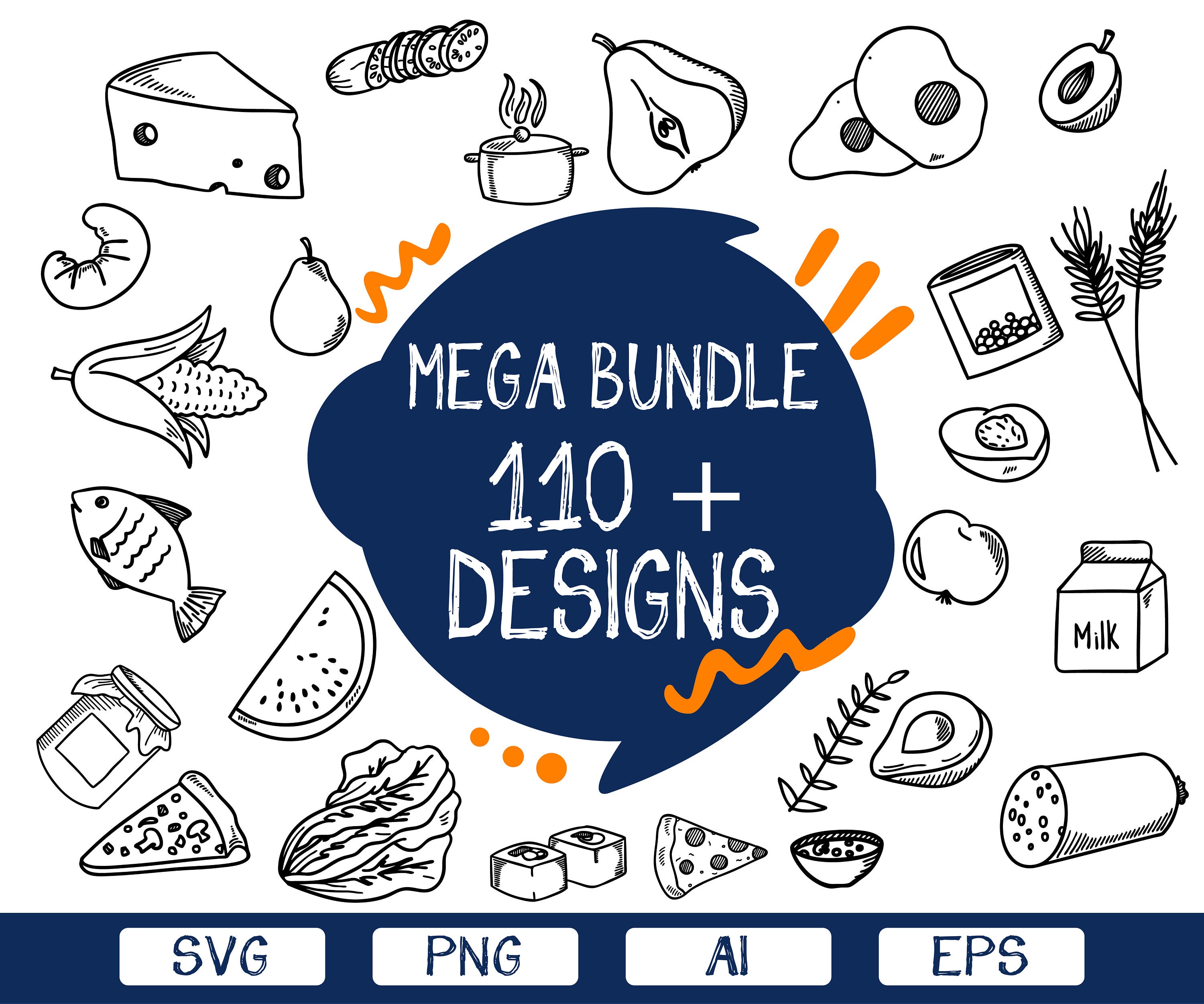 Kitchen Svg, Food Svg Bundle, Restaurant Svg, Food Cut File, Chef Svg ...