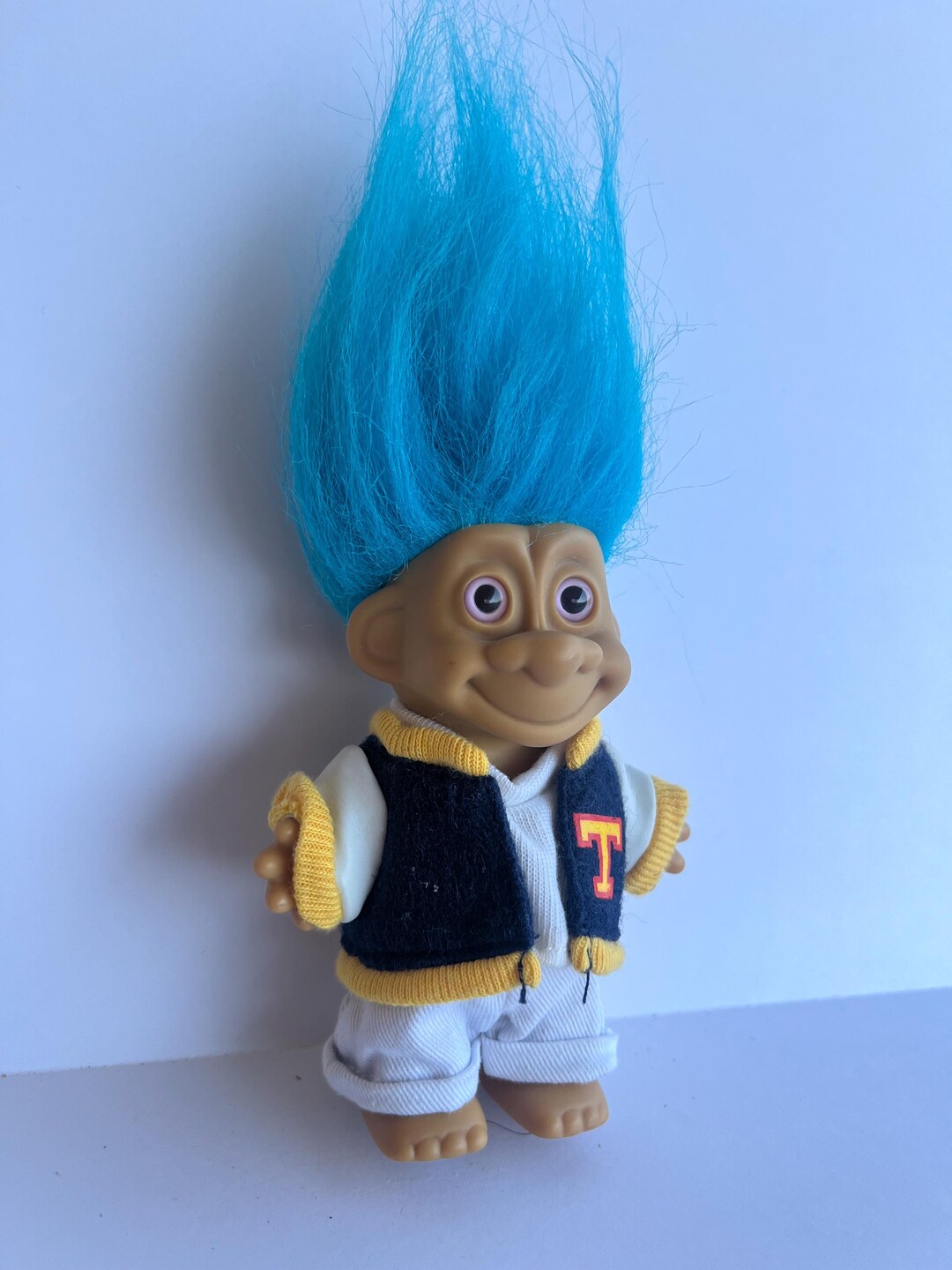 Vintage Trollkins Doll - Blue Hair, Pink Eyes 1998 - Etsy