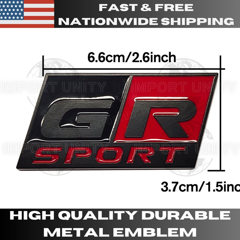 For Toyota GR Sport Letter Front Grille Bumper Emblem Badge Logo Black ...