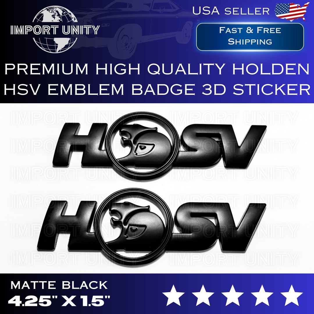 2PC Set Matte Black HSV 'holden Special Vehicles' Racing Badge Emblem ...