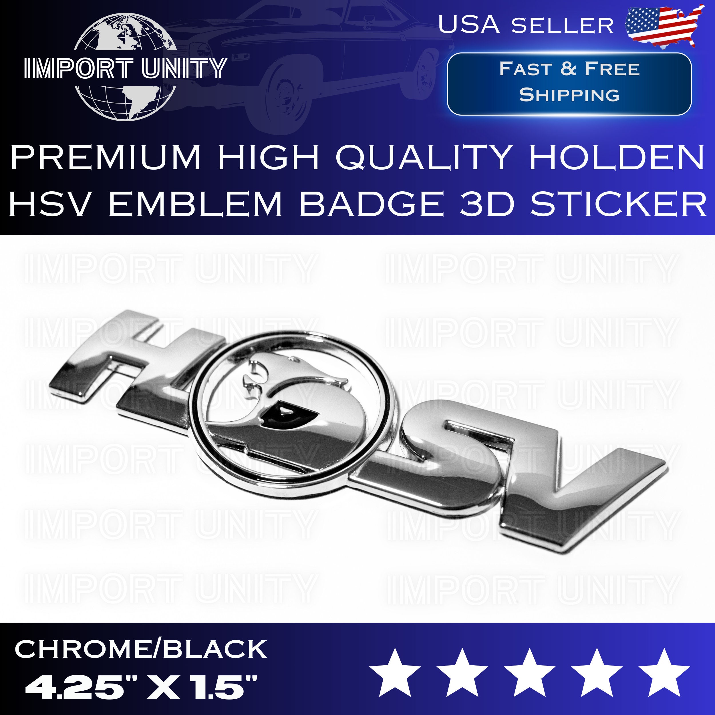 Chrome/black HSV 'holden Special Vehicles' Racing Badge Emblem for ...